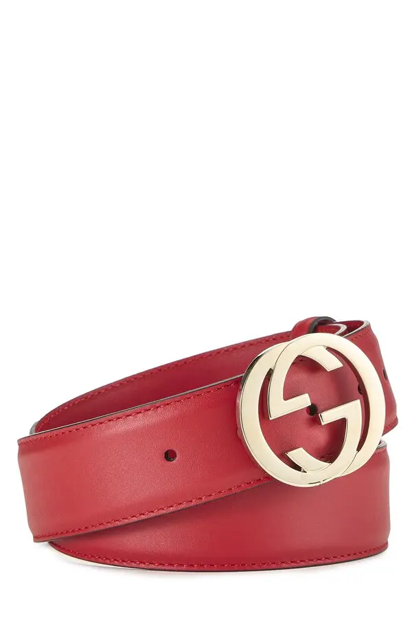 Gucci Interlocking Gg Leather Belt - Red