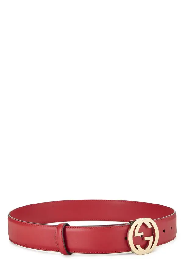 Gucci Interlocking Gg Leather Belt - Red