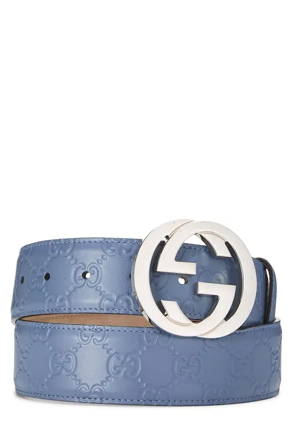 Gucci Ssima Interlocking Belt 85 - Blue