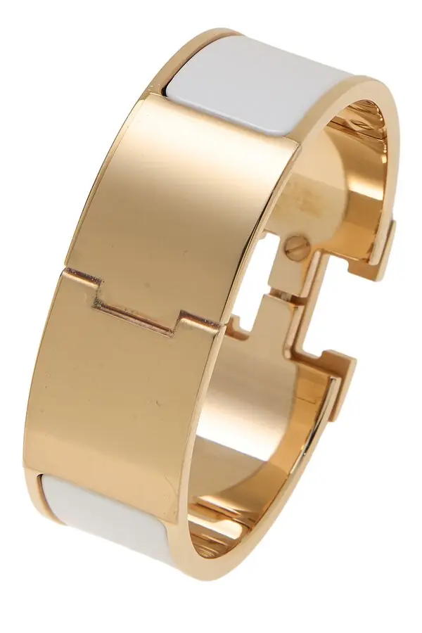 Hermès Enamel Clic-clac 'h' Bracelet - White