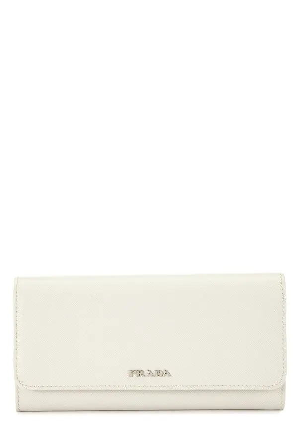 Prada Saffiano Continental Wallet - White
