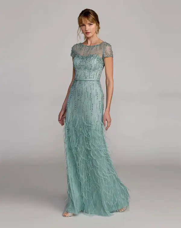MAC DUGGAL COLLECTION Embellished Feather Gown