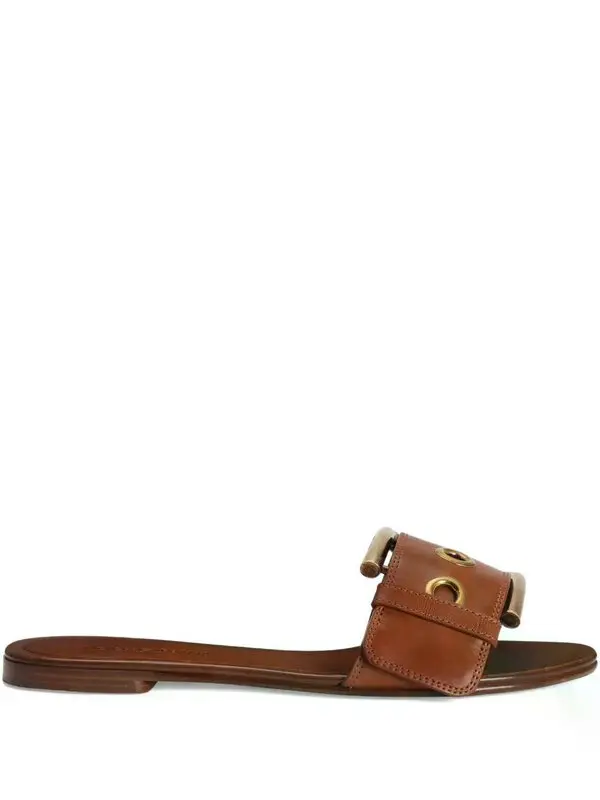 Dolce & Gabbana Buckle-detail Flat Sandals - Brown