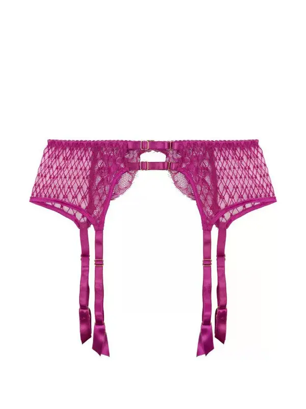 FLEUR OF ENGLAND Paloma Lace Suspender Belt - Pink