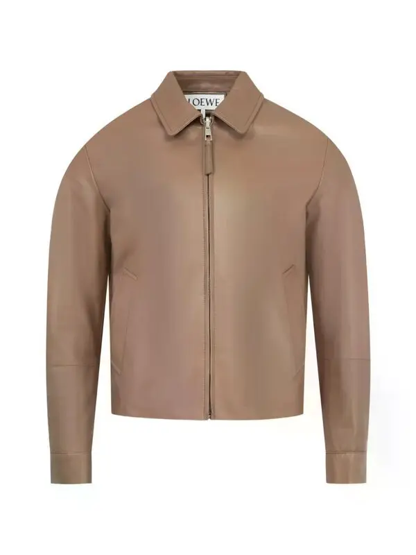 Loewe Leather Zip-up Jacket - Brown