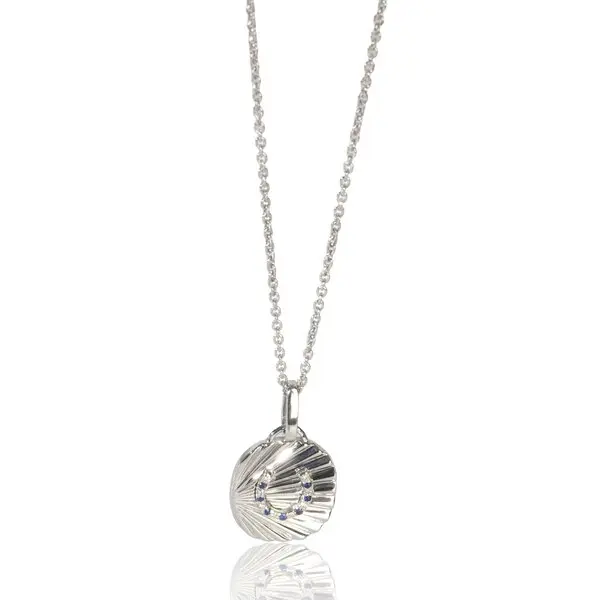 MYGEMMA 14k White Gold Sapphire And Diamond Pendant Necklace - White_gold