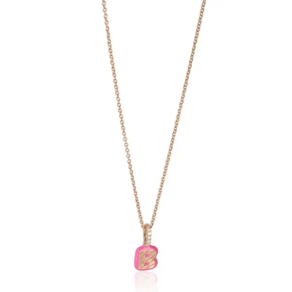 MYGEMMA Rose Gold Diamond And Enamel Initial Pendant Necklace - Rose_gold