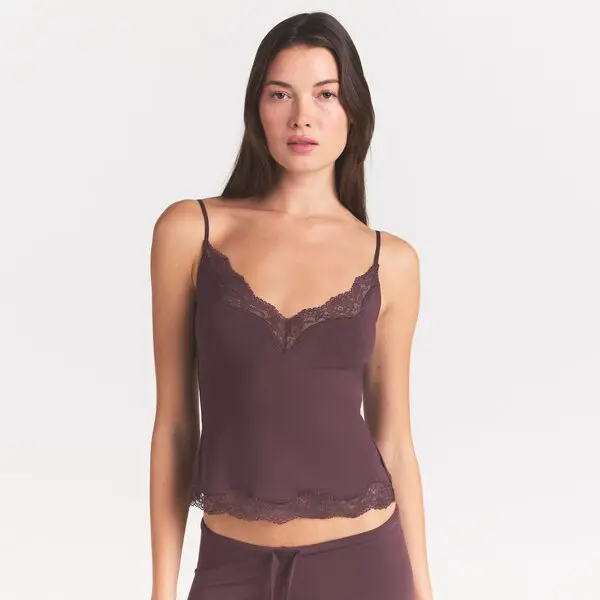 SKIMS Sleep Lace Cami Top And Pant Set | Deep Neutral | Medium