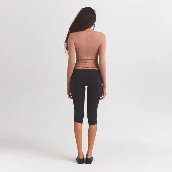 SKIMS Henley Long Sleeve T Shirt | Medium Neutral | | Cotton Rib