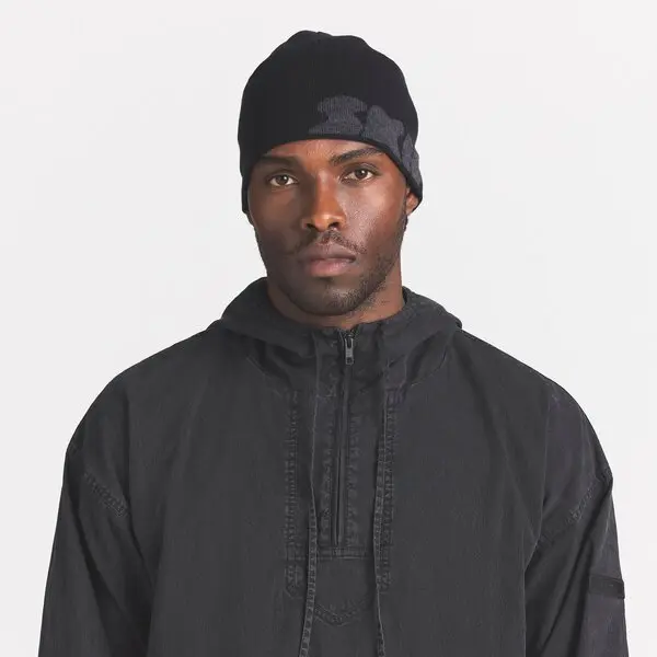 SKIMS Logo Beanie Hat | Black | Cotton Knit