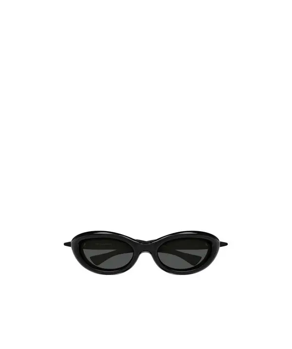 Bottega Veneta Sardine Oval Sunglasses - Black/gray