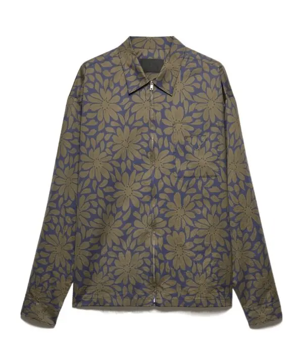 Prada Printed Cotton Blend Zipper Shirt