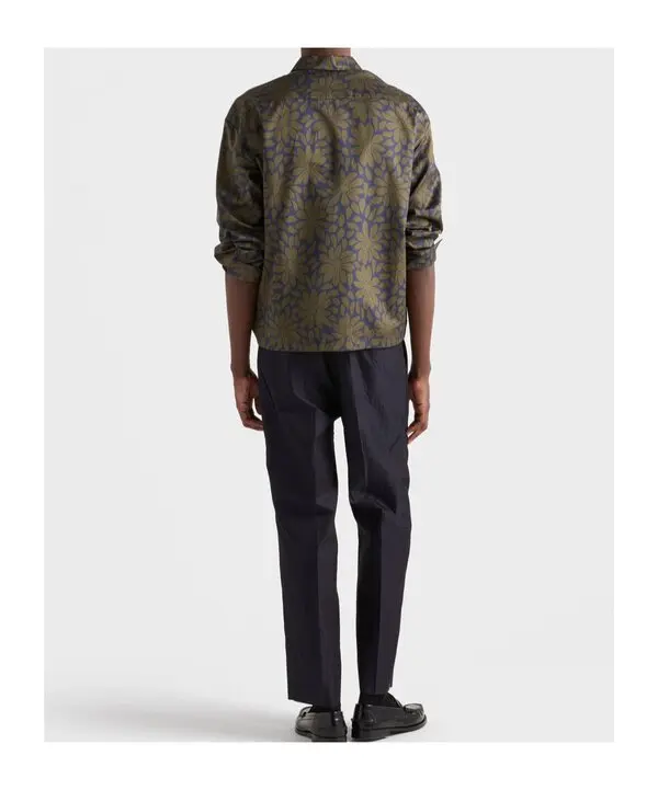 Prada Printed Cotton Blend Zipper Shirt