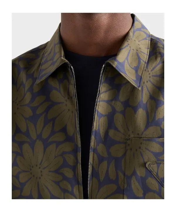 Prada Printed Cotton Blend Zipper Shirt
