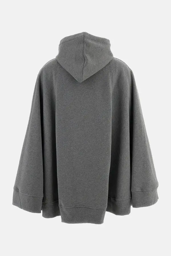 7 For All Mankind Felpa Oversize In Cotone Con Cappuccio E Zip - Grey