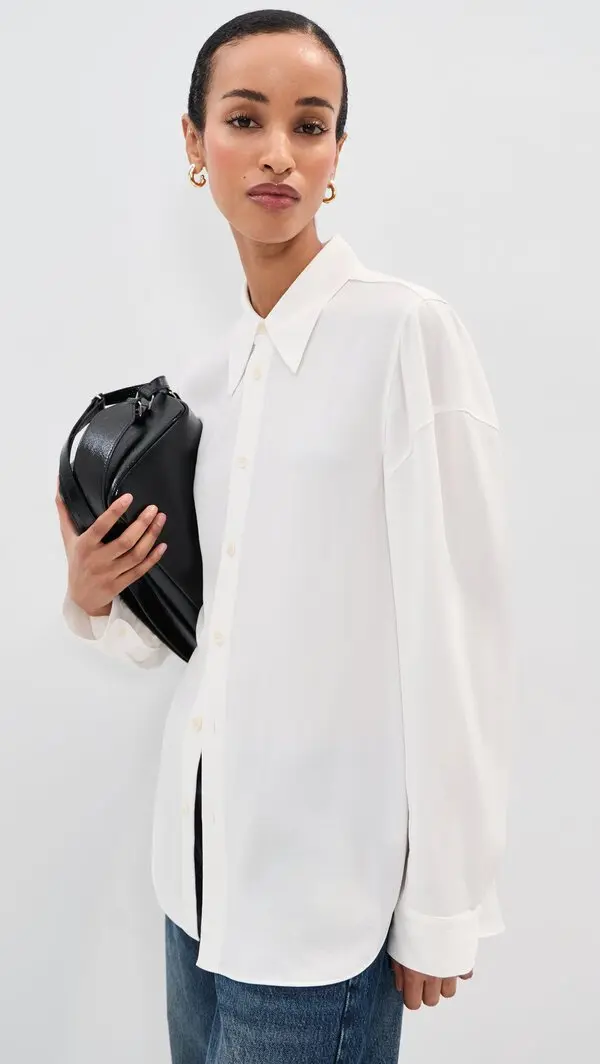 Tibi Soft Drape Hinged Button Down Shirt