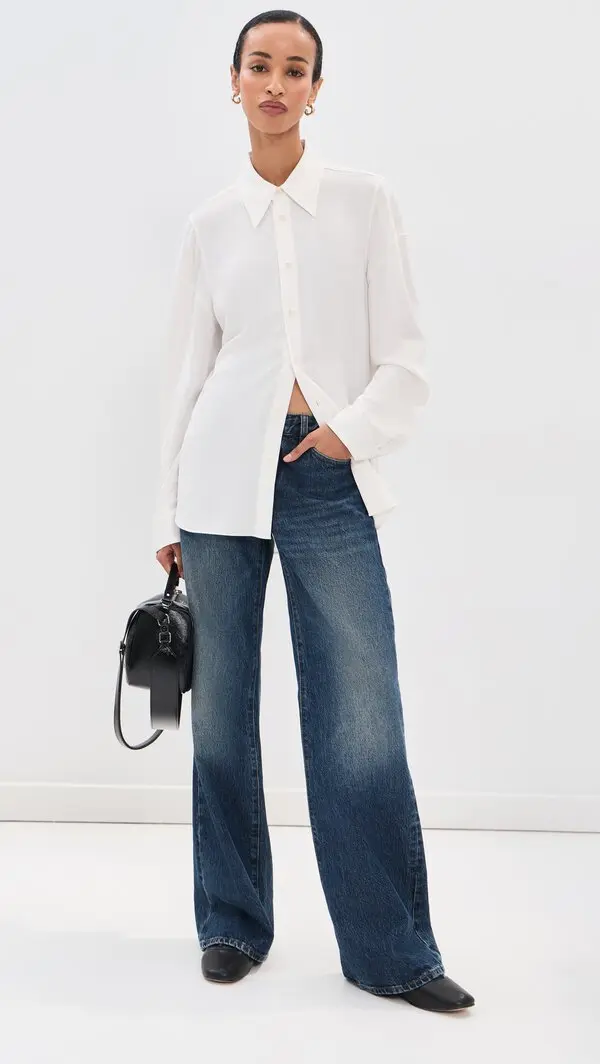 Tibi Soft Drape Hinged Button Down Shirt