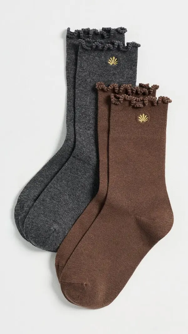Lele Sadoughi Ruffle Hem Socks 2 Pack