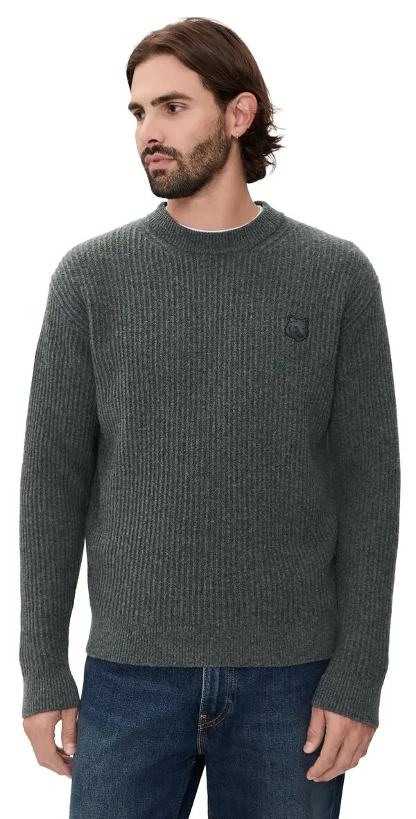 Maison Kitsuné Fox Head Wool Ribbed Sweater