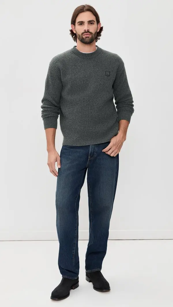 Maison Kitsuné Fox Head Wool Ribbed Sweater