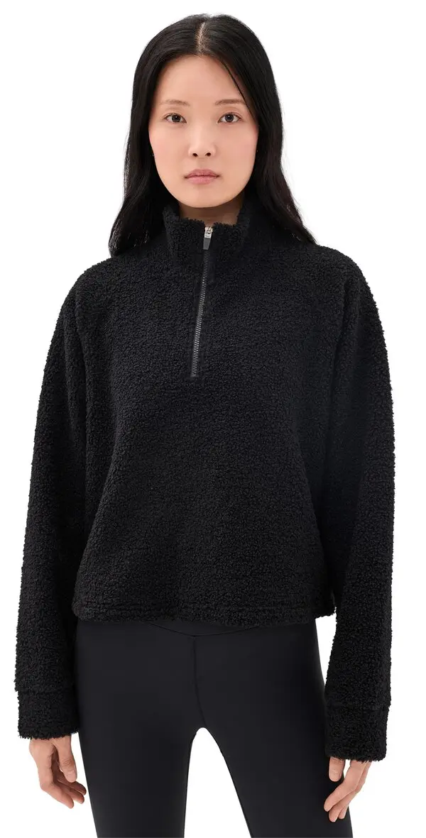 Year Of Ours Lucia Quarter Zip Sherpa Pullover - Black