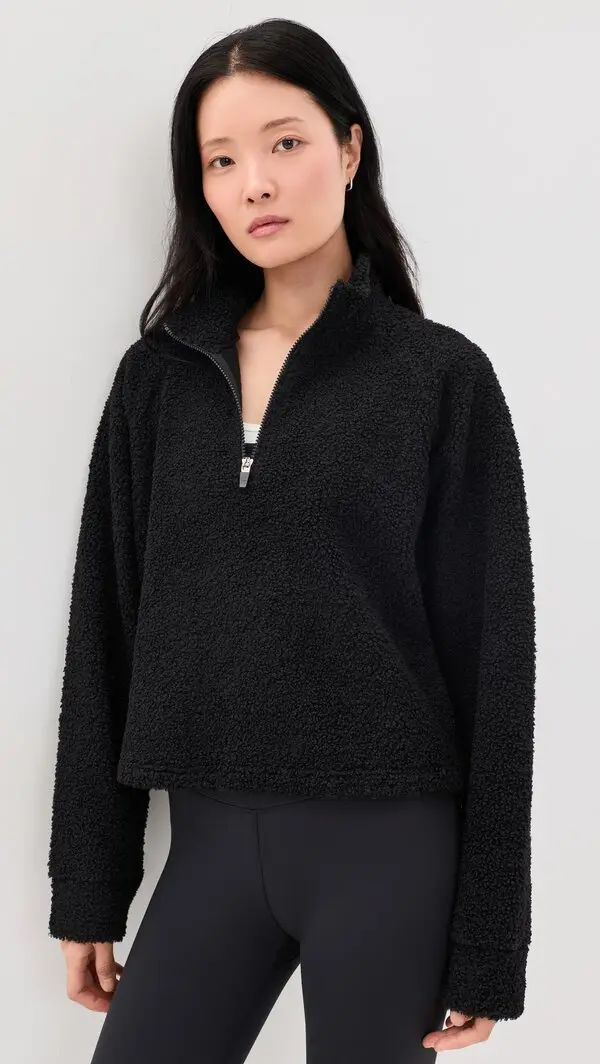 Year Of Ours Lucia Quarter Zip Sherpa Pullover - Black