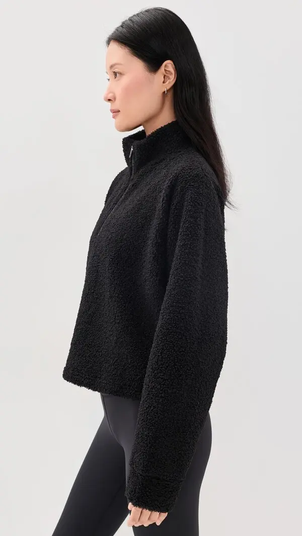 Year Of Ours Lucia Quarter Zip Sherpa Pullover - Black