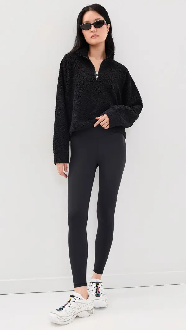 Year Of Ours Lucia Quarter Zip Sherpa Pullover - Black
