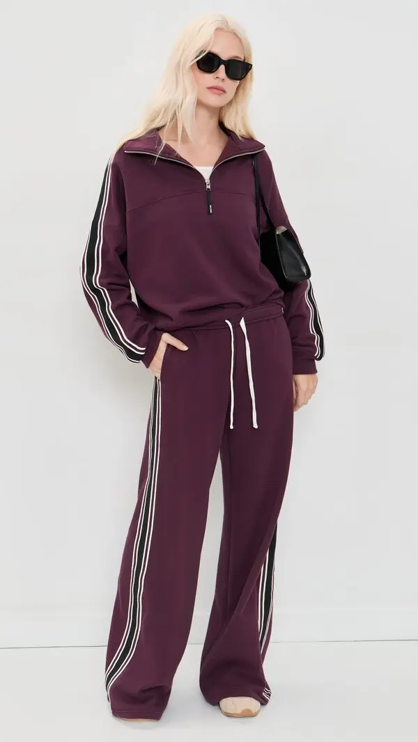 Splits59 Goldie French Terry Oversized Half Zip Sweatshirt - Dark Cherry/black