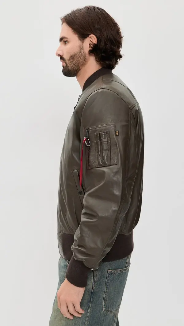 Alpha Industries Leather Ma-1 Heritage Fit Flight Jacket