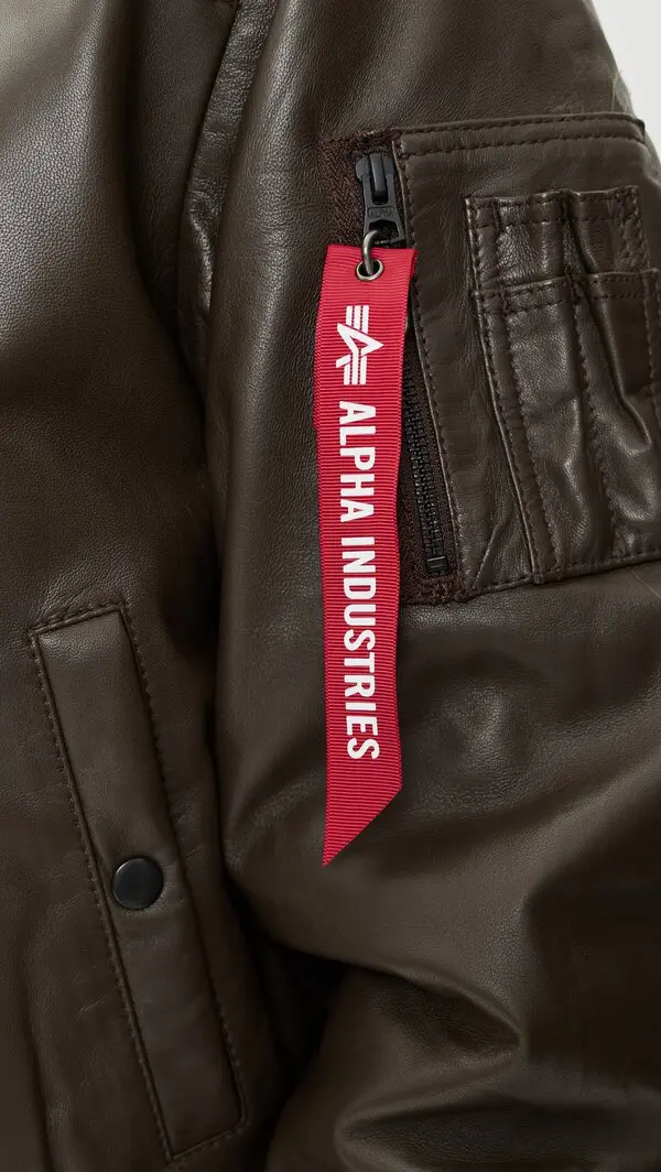Alpha Industries Leather Ma-1 Heritage Fit Flight Jacket