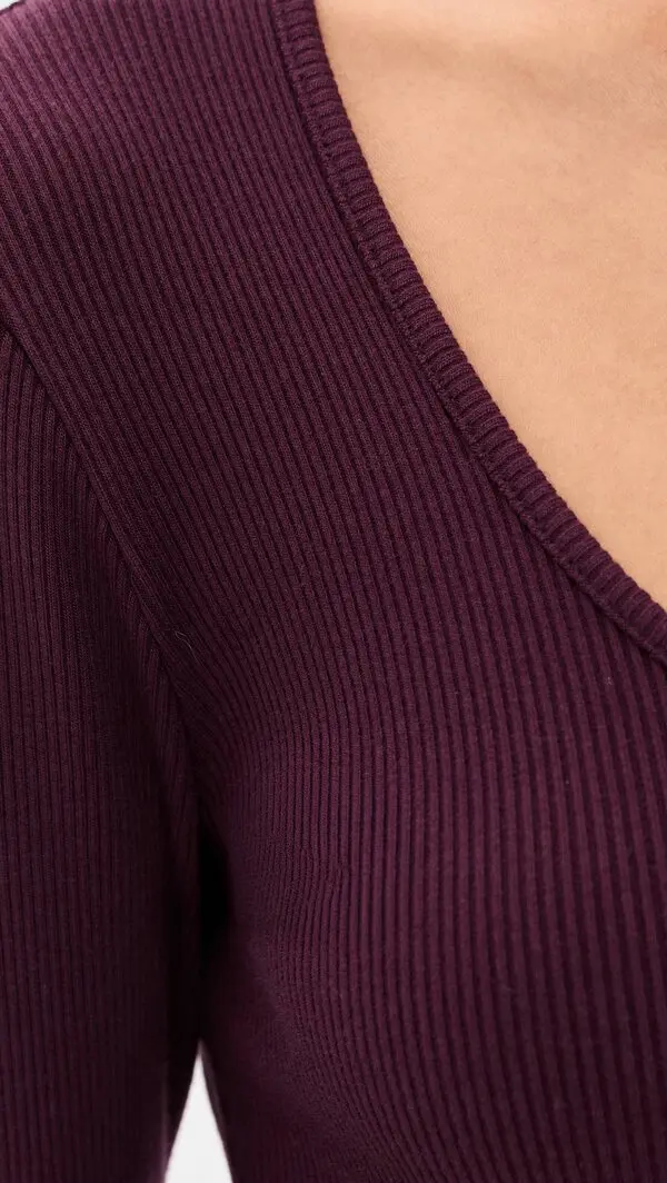 L'Agence Elara Scoop Neck Thong Bodysuit - Deep Sangria