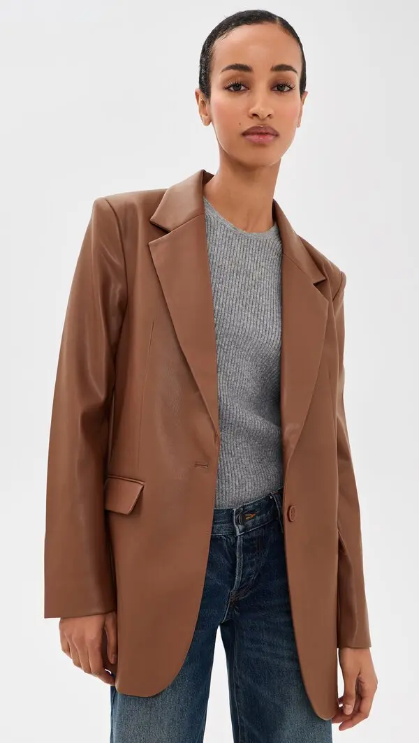 Susana Monaco Faux Leather Boyfriend Blazer
