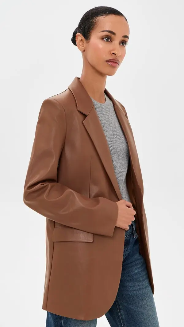Susana Monaco Faux Leather Boyfriend Blazer
