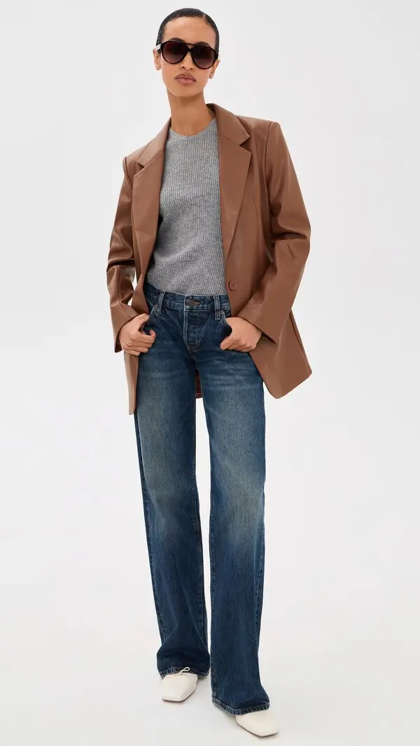 Susana Monaco Faux Leather Boyfriend Blazer