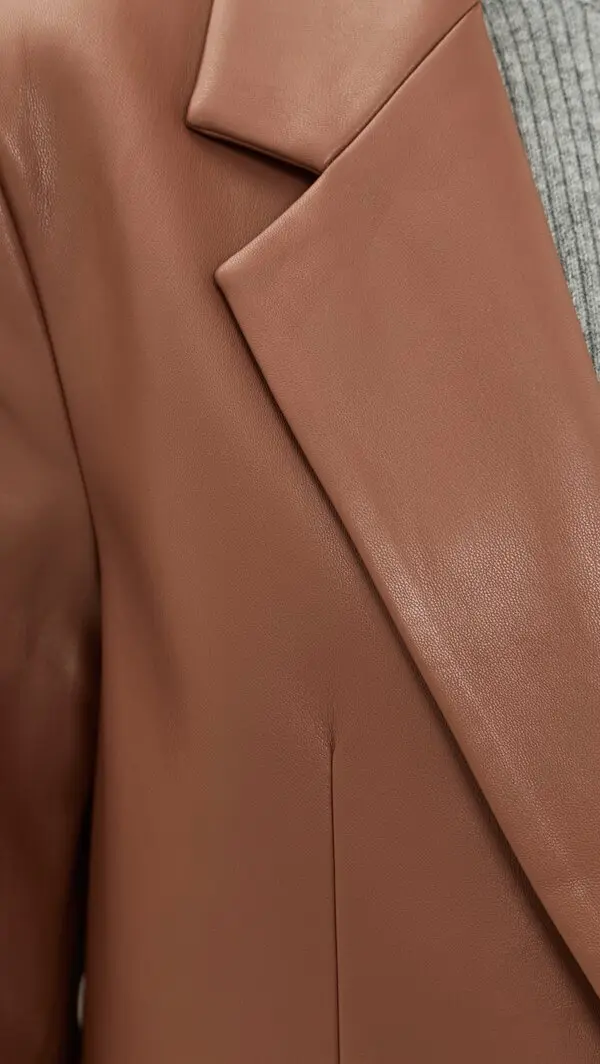 Susana Monaco Faux Leather Boyfriend Blazer