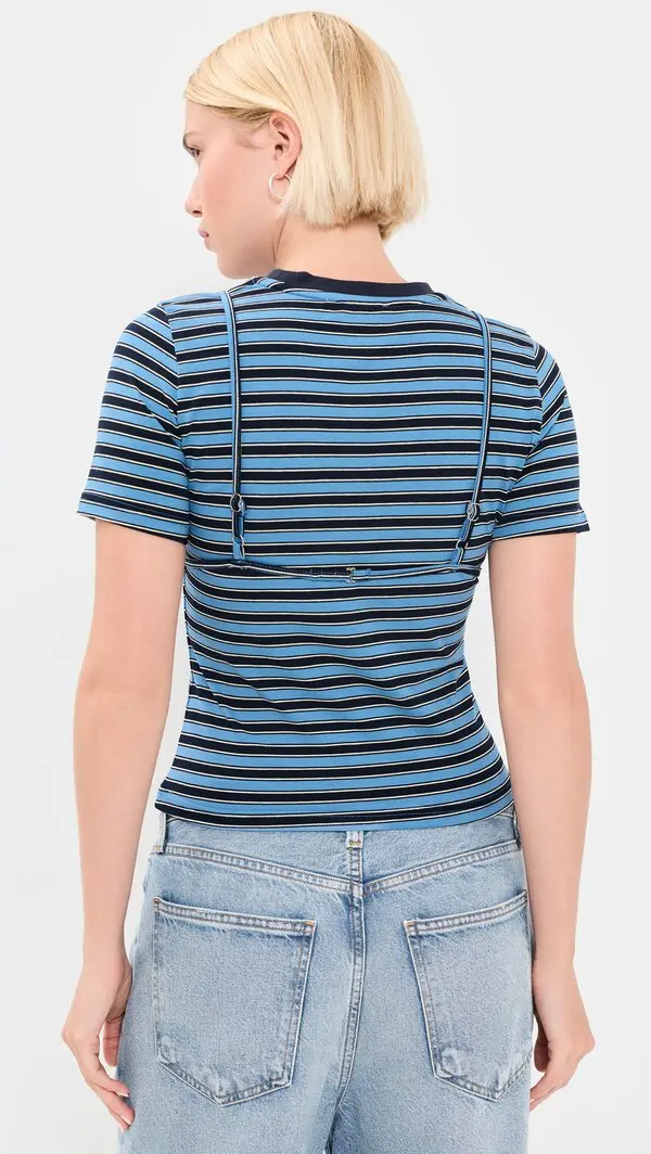 NEVER FULLY DRESSED Stripe Bra Baby T-shirt