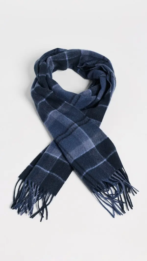 Barbour Mineral Tartan Wool Cashmere Scarf - Midnight Loch