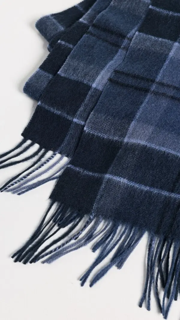 Barbour Mineral Tartan Wool Cashmere Scarf - Midnight Loch