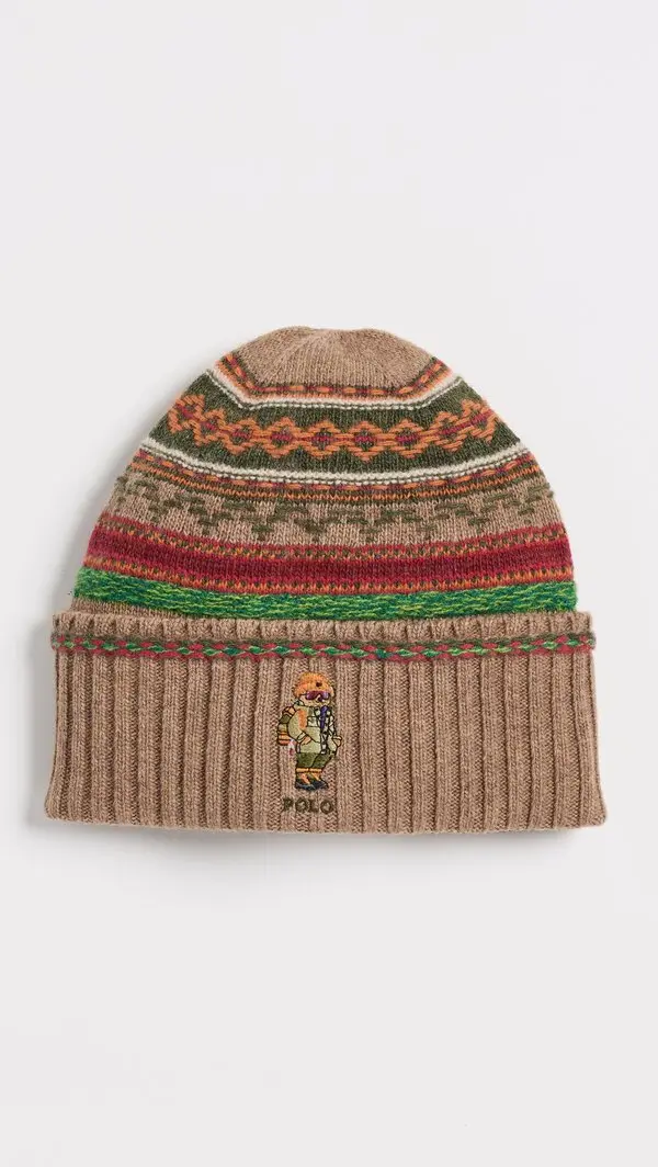Polo Ralph Lauren Fair Isle Red Rocks Bear Beanie