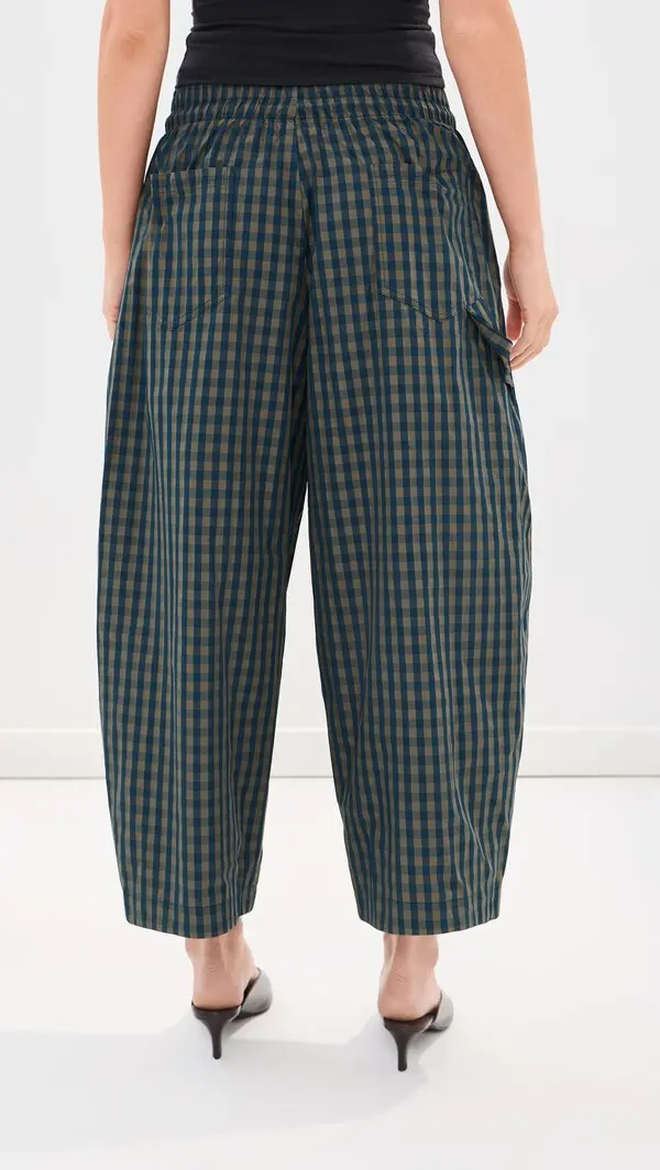 LE BOP Marcella Barrel Pants - Brown/blue Gingham