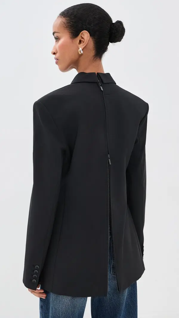 Tibi Recycled Tropical Wool Tuxedo Zip Blazer