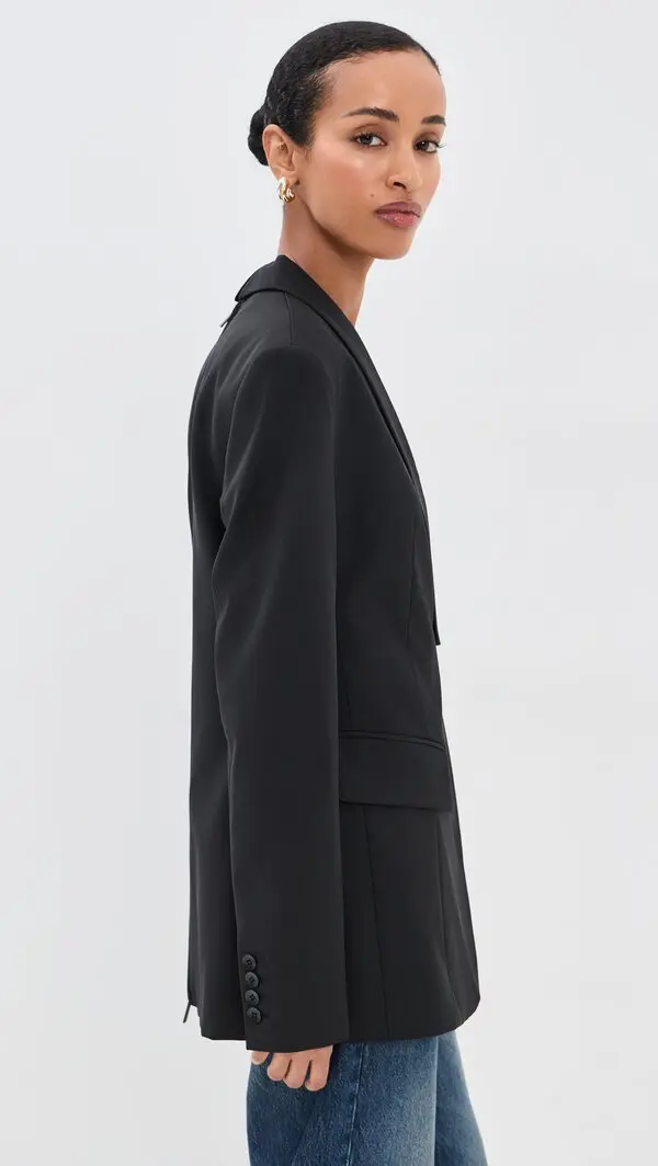 Tibi Recycled Tropical Wool Tuxedo Zip Blazer