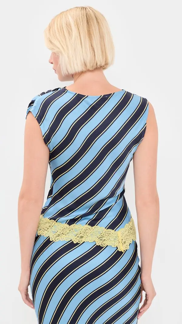 NEVER FULLY DRESSED Stripe Asymmetrical Top