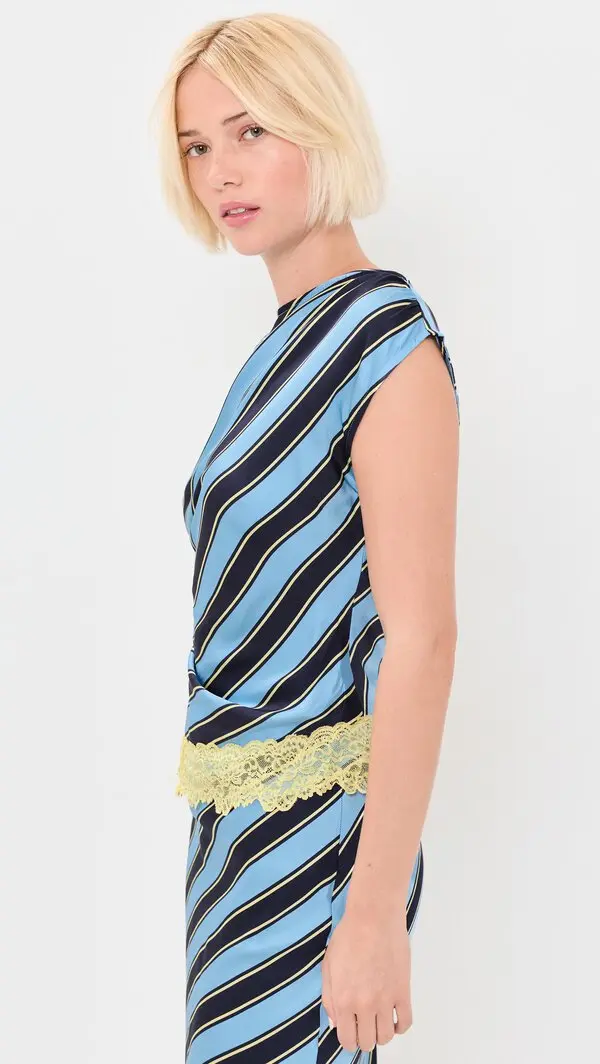 NEVER FULLY DRESSED Stripe Asymmetrical Top