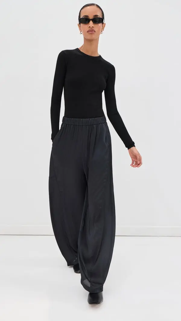 Tibi Matte Satin Plisse Winslow Pants