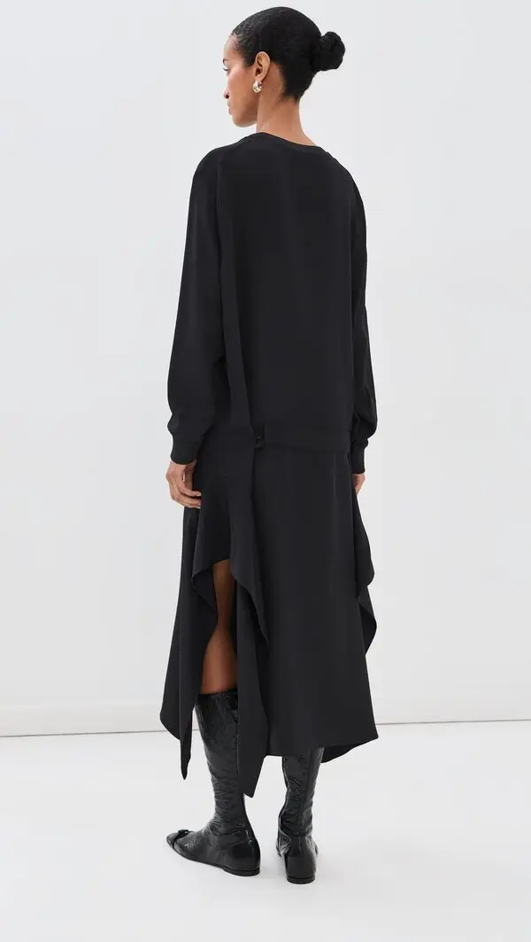 Tibi 4 Ply Silk Long Sleeve Dress With Ruffle