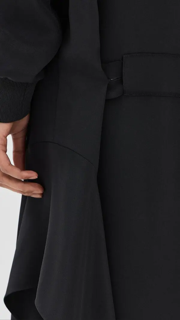 Tibi 4 Ply Silk Long Sleeve Dress With Ruffle