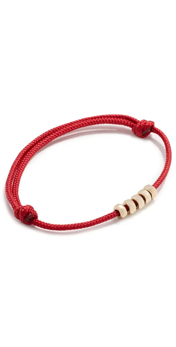 Zoe Chicco 14k Gold Rondelle Bead Paracord Bracelet - Red