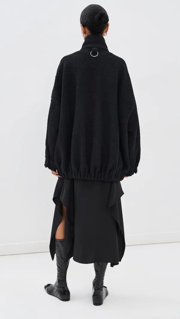 Tibi Cozy Fleece Cubic Zipup Bomber Jacket